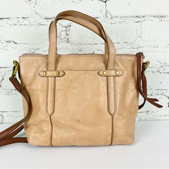 Fossil | Bags | Fossil Felicity Tan Leather Satchel Crossbody Purse ...